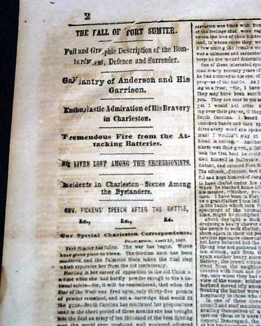 Unusual print... Battle for Fort Sumter... Virginia secedes from the ...