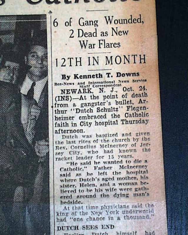 Gangster Dutch Schultz is shot... - RareNewspapers.com