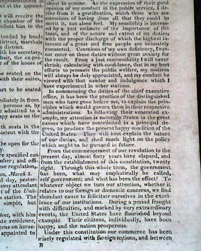 Inauguration of President James Monroe... - RareNewspapers.com