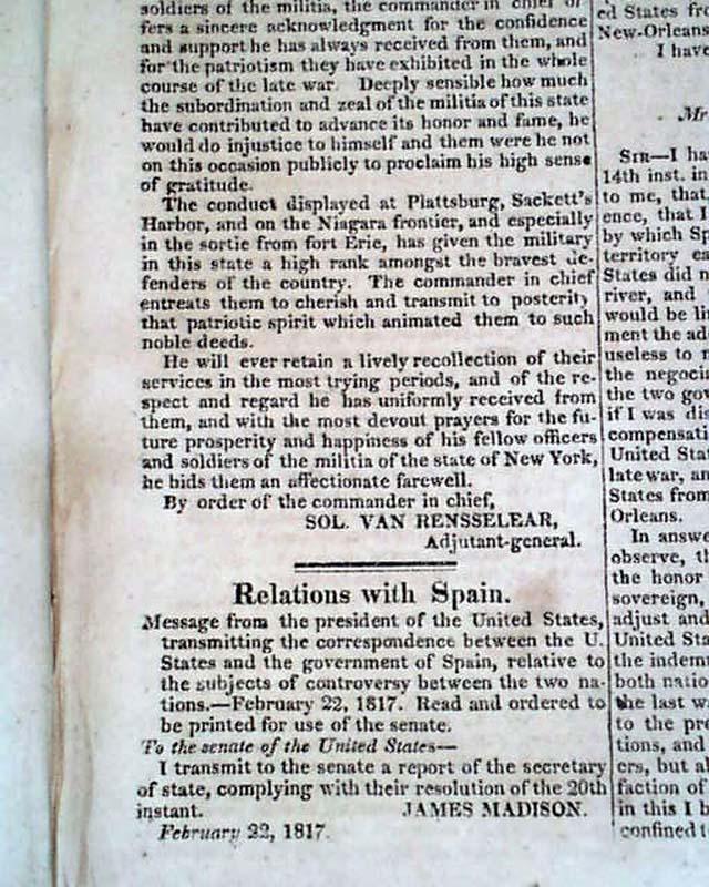 Inauguration of President James Monroe... - RareNewspapers.com