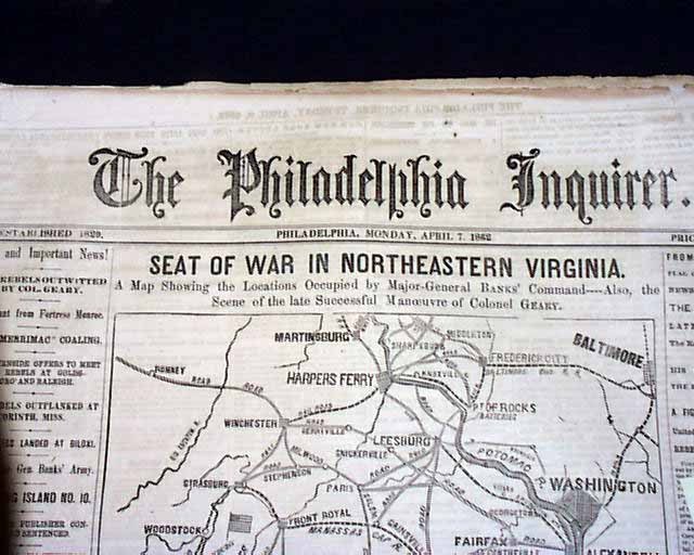 Huge Civil War map of Northeastern Virginia... - RareNewspapers.com