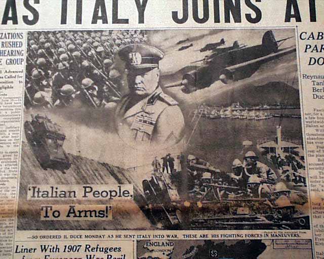 Italy enters World War II.... - RareNewspapers.com