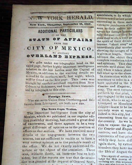 Nice front page headlines on the Mexican War... - RareNewspapers.com
