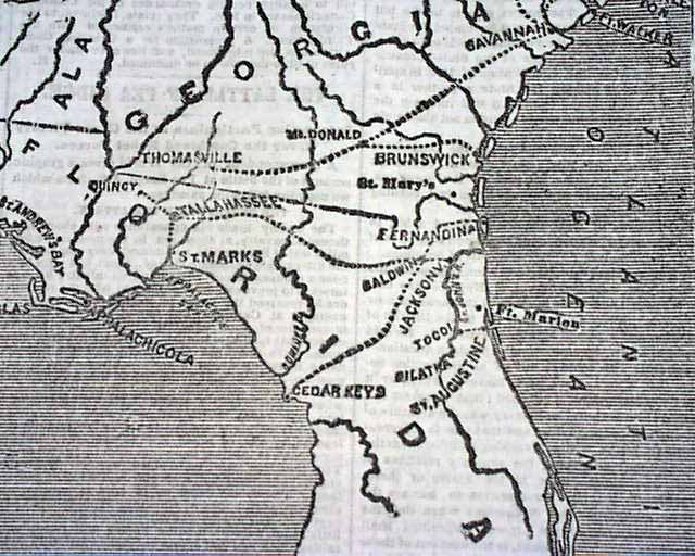 1862 Civil War Map - Florida... - RareNewspapers.com