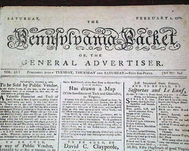 Tidbits on the Revolutionary War in a Philadelphia newspaper ...
