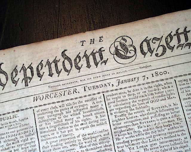 The first issue published... ON the death of George Washington ...