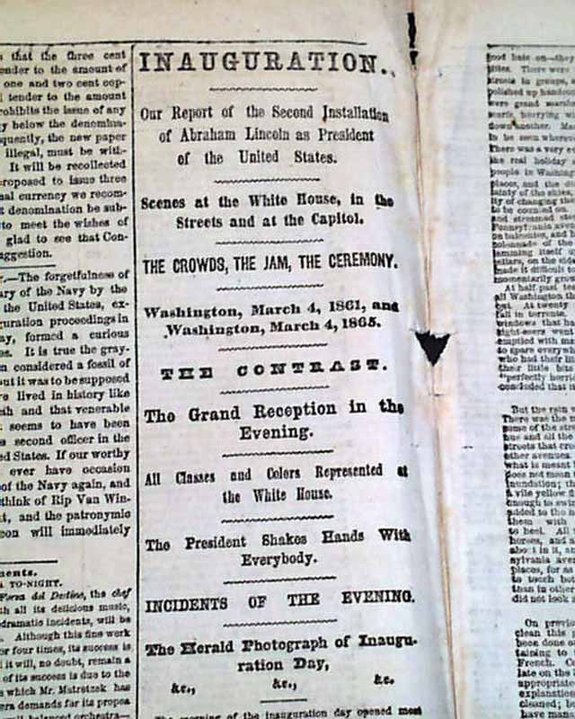 Lincoln's second inaugural address... Shortly before his assassination ...