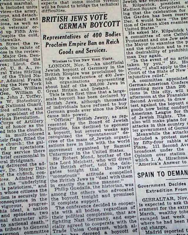 Jews boycott on German goods... tensions brewing... early Nazi Germany ...