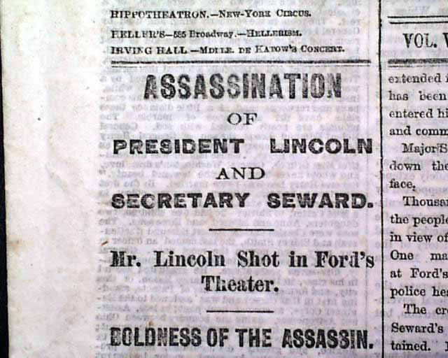 Assassination of Abraham Lincoln... - RareNewspapers.com