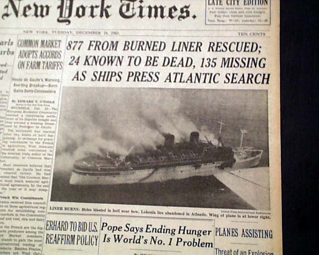 TSMS Lakonia ocean liner disaster... - RareNewspapers.com