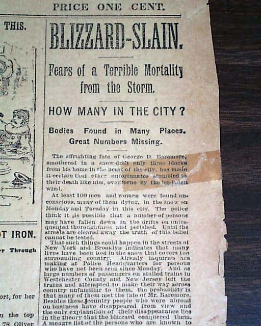 The New York blizzard of 1888... - RareNewspapers.com