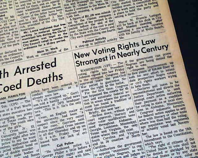 Federal Voting Rights Act of 1965... - RareNewspapers.com