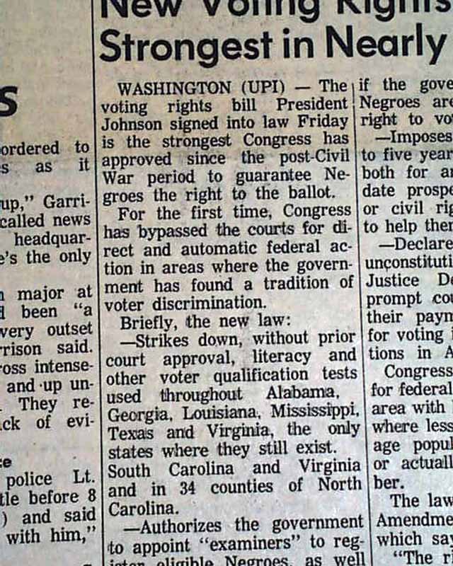 Federal Voting Rights Act of 1965... - RareNewspapers.com