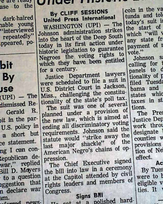 Federal Voting Rights Act of 1965... - RareNewspapers.com