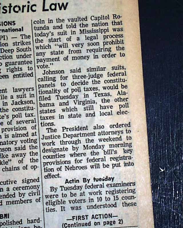 Federal Voting Rights Act of 1965... - RareNewspapers.com