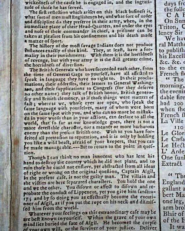Great content on the execution of Captain Huddy and the "Asgill Affair ...
