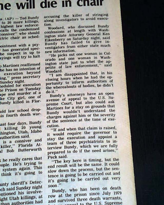 Ted Bundy electric chair execution... - RareNewspapers.com