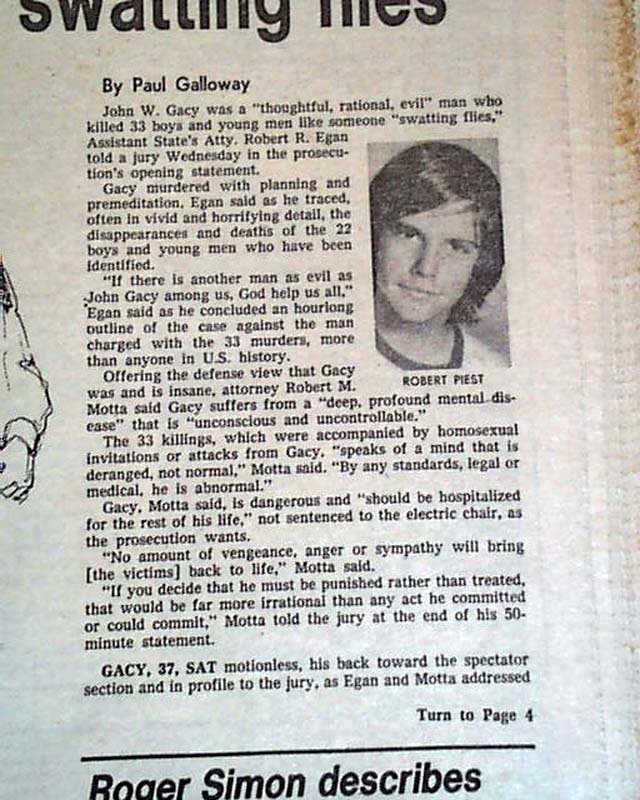 John Wayne Gacy murders... serial killer clown... - RareNewspapers.com