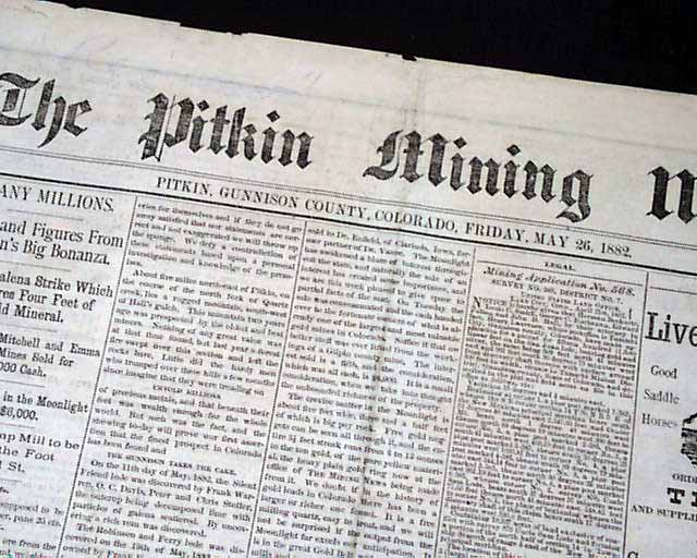Rare mining camp newspaper from Colorado... - RareNewspapers.com