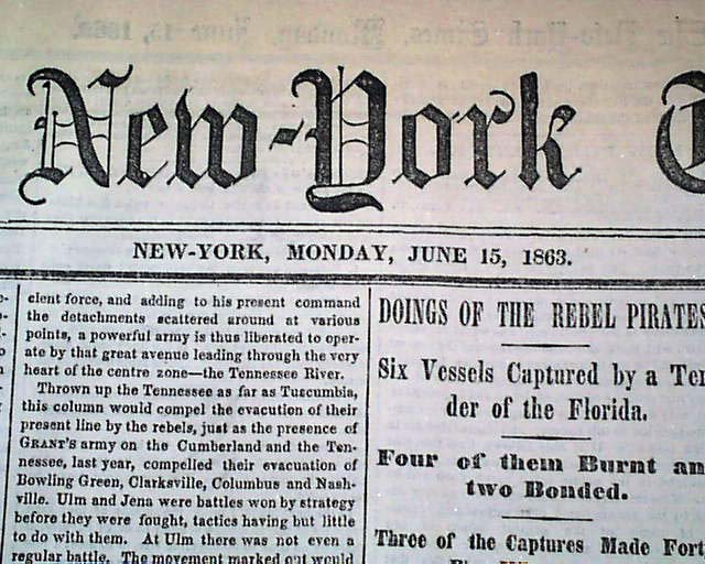 Confederate PIRATE Ships VICKSBURG MS 1863 CW Newspaper ...