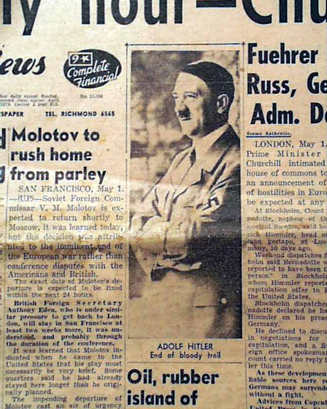 Death of Adolph Hitler... - RareNewspapers.com