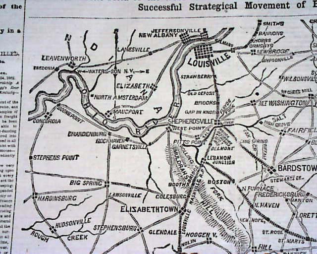 Battles In Kentucky 1862 Civil War Map... - RareNewspapers.com