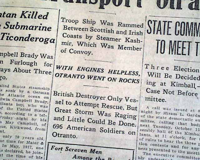 HMS Otranto sinking... - RareNewspapers.com