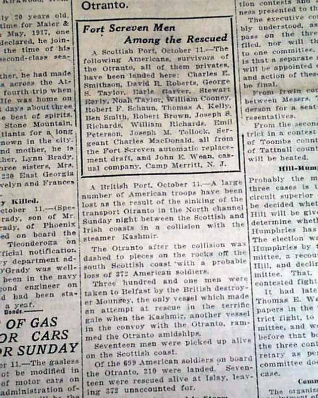 HMS Otranto sinking... - RareNewspapers.com