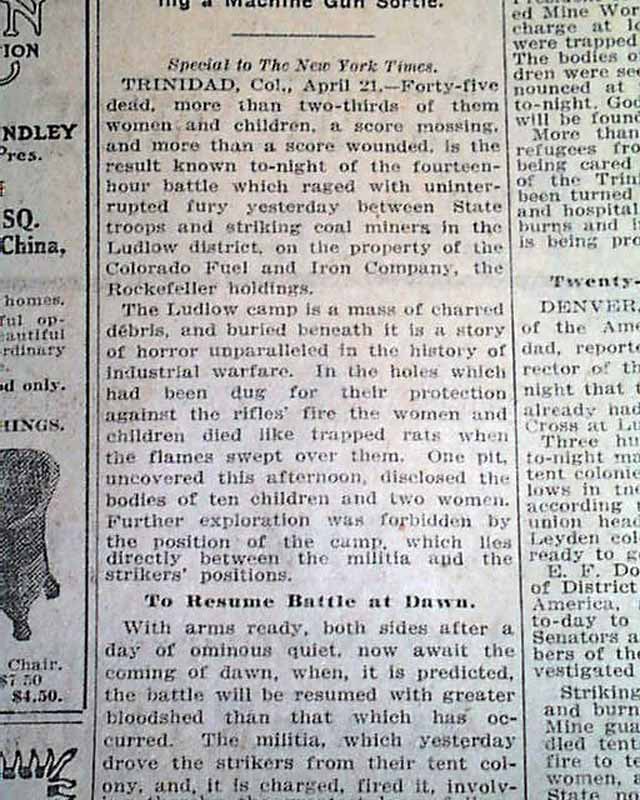Ludlow CO Mine Massacre in 1914... - RareNewspapers.com