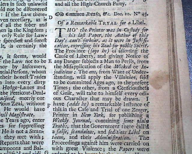 On John Peter Zenger's famous libel trial... - RareNewspapers.com