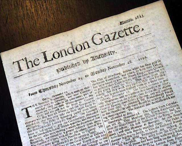 Genuine London Gazette newspaper from 1690... - RareNewspapers.com