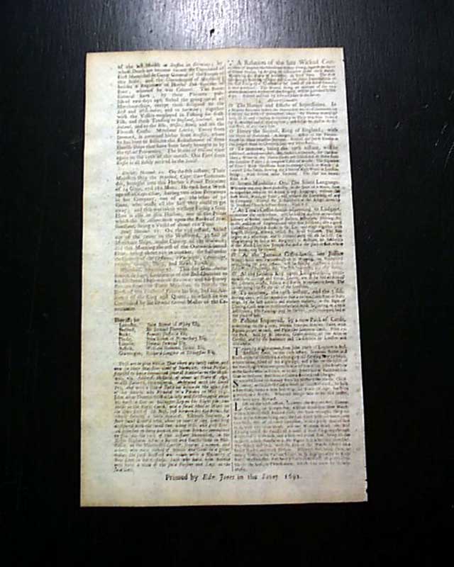 Genuine London Gazette newspaper from 1690... - RareNewspapers.com