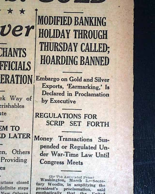 1933 Bank Holiday Ordered... - RareNewspapers.com