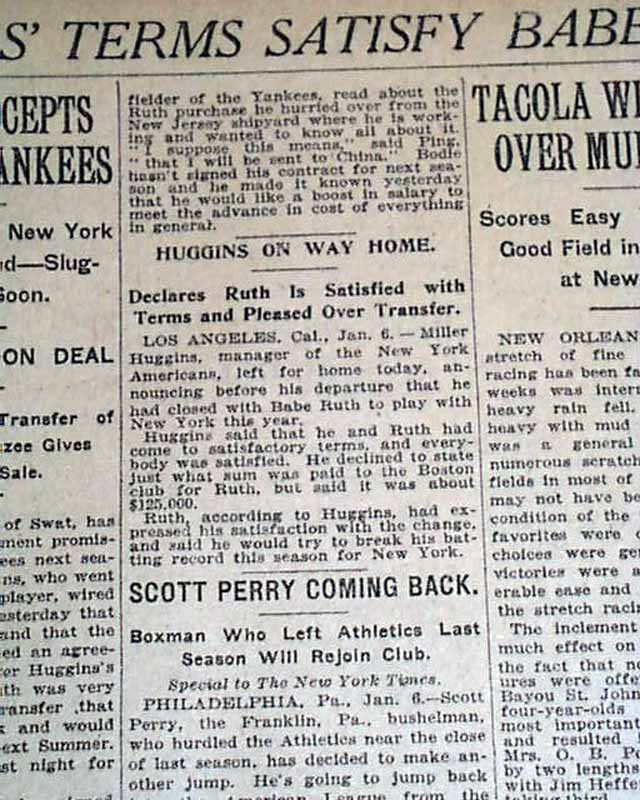 Babe Ruth is sold to the New York Yankees... - RareNewspapers.com