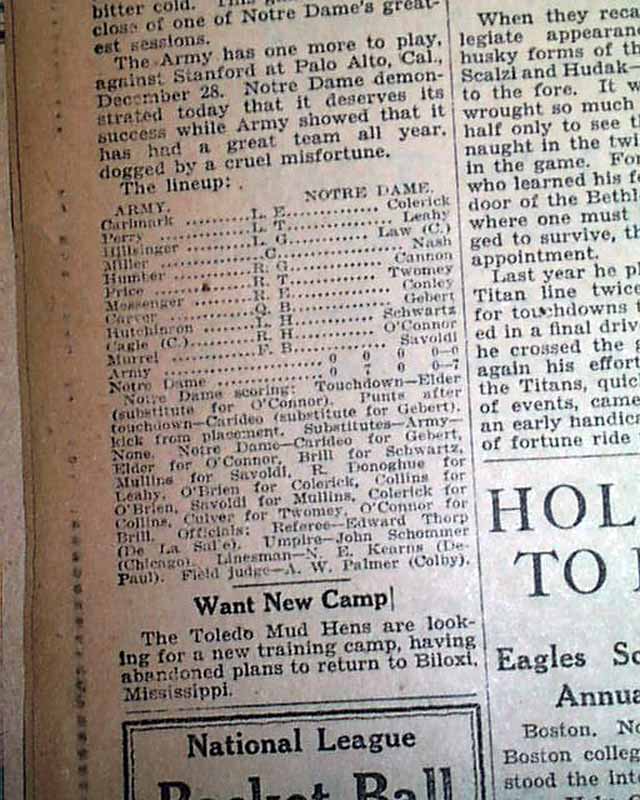 Notre Dame-Army 1929 Football Game... - RareNewspapers.com