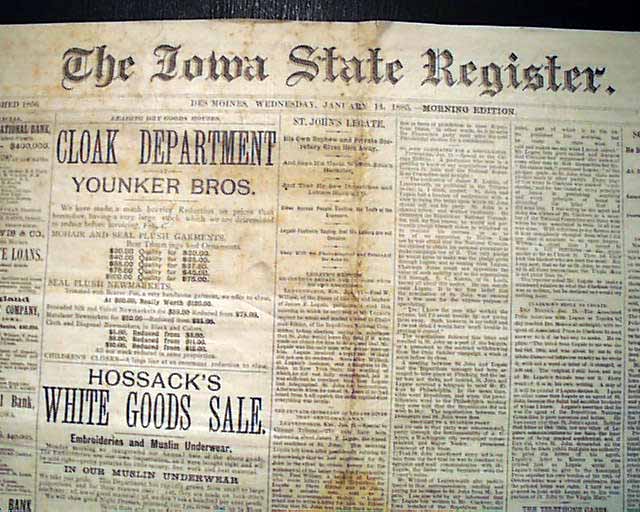1885 Des Moines, Iowa... - RareNewspapers.com