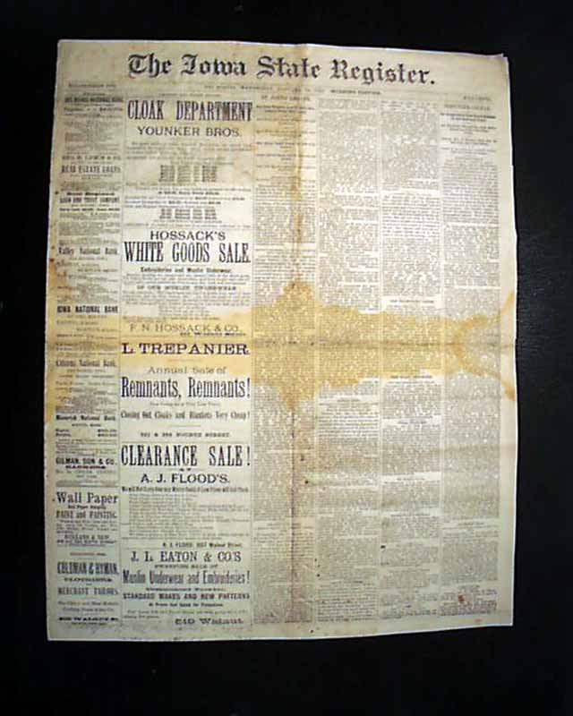 1885 Des Moines, Iowa... - RareNewspapers.com