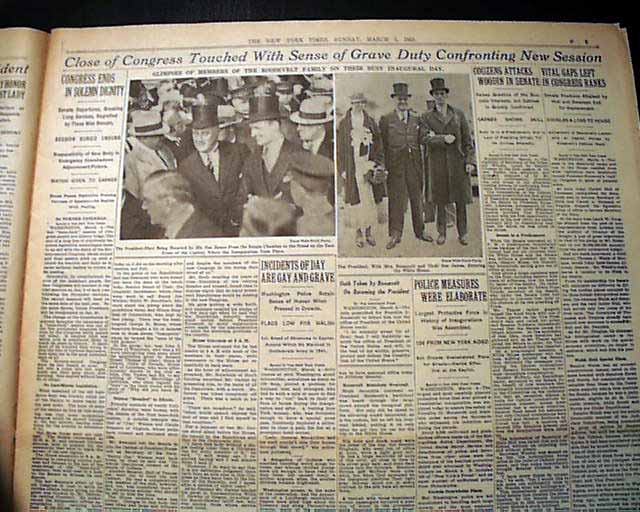only thing we have to fear is fear itself..." on the front page ...