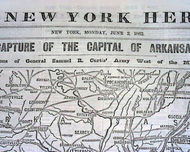 Little Rock AR 1862 Civil War Map... - RareNewspapers.com