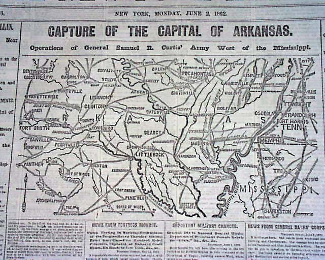 Little Rock AR 1862 Civil War Map... - RareNewspapers.com