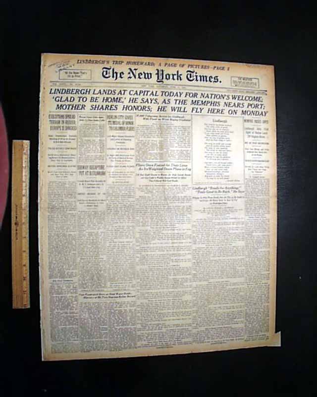 1927 Charles Lindbergh welcome home ... - RareNewspapers.com