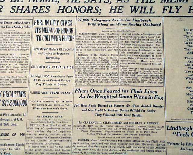 1927 Charles Lindbergh welcome home ... - RareNewspapers.com