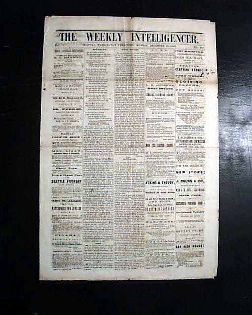 Earliest Seattle newspaper we have offered... - RareNewspapers.com