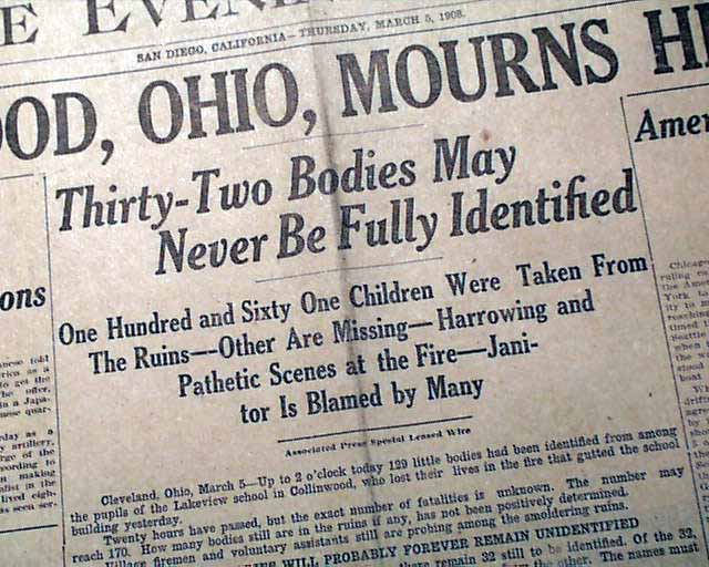 1908 Collinwood school fire disaster... Cleveland... - RareNewspapers.com