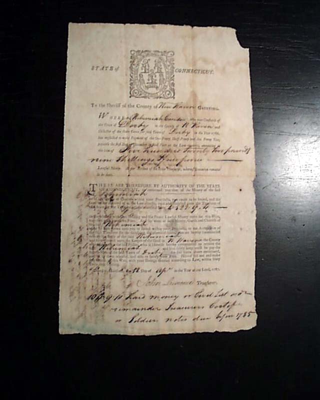 1787 document from Connecticut... - RareNewspapers.com