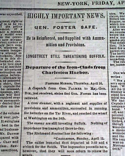 Fort Sumter, Charleston Harbor SC 1863 Civil War newspaper ...