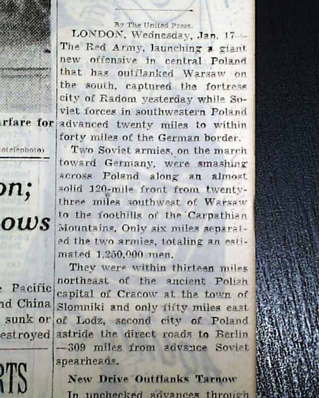 Liberation of Warsaw, Poland by the Russians... - RareNewspapers.com