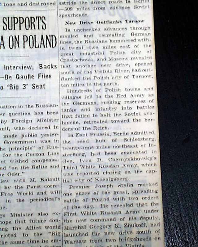 Liberation of Warsaw, Poland by the Russians... - RareNewspapers.com