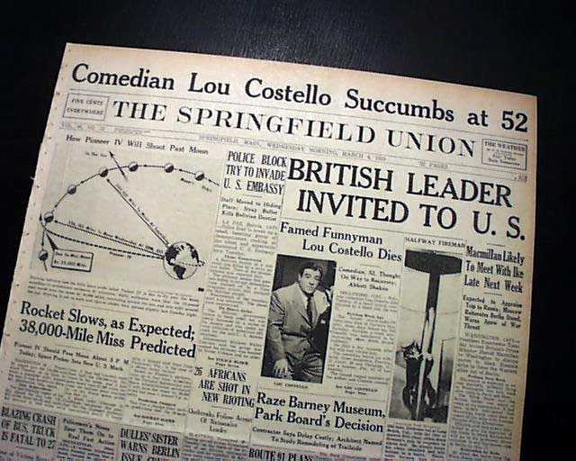 Death of Lou Costello... - RareNewspapers.com