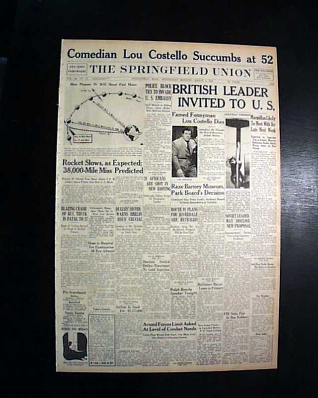 Death of Lou Costello... - RareNewspapers.com